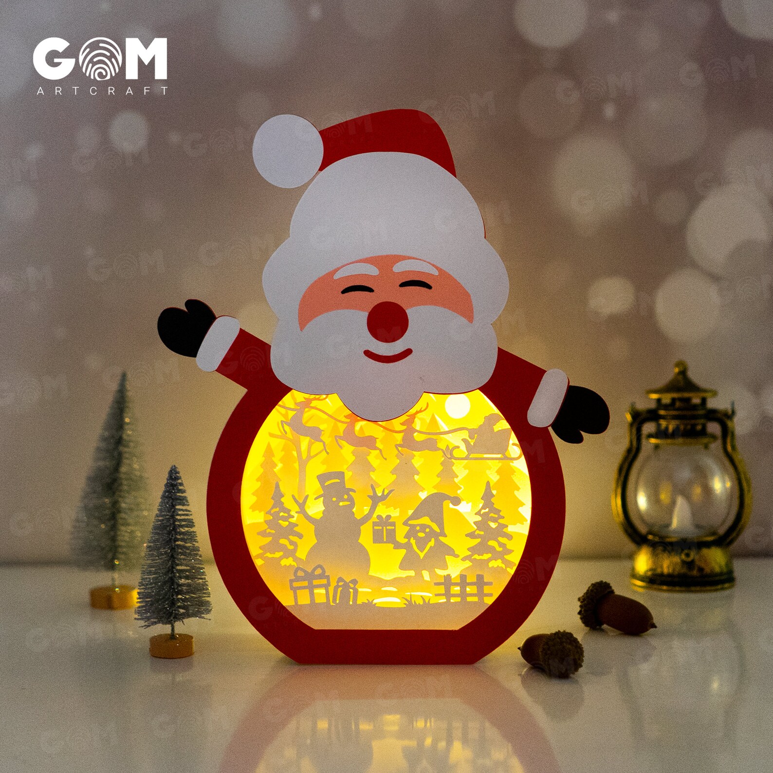 Santa Claus Shadow Box SVG - Gnomes Shadow Box - Christmas Shadow Box ...