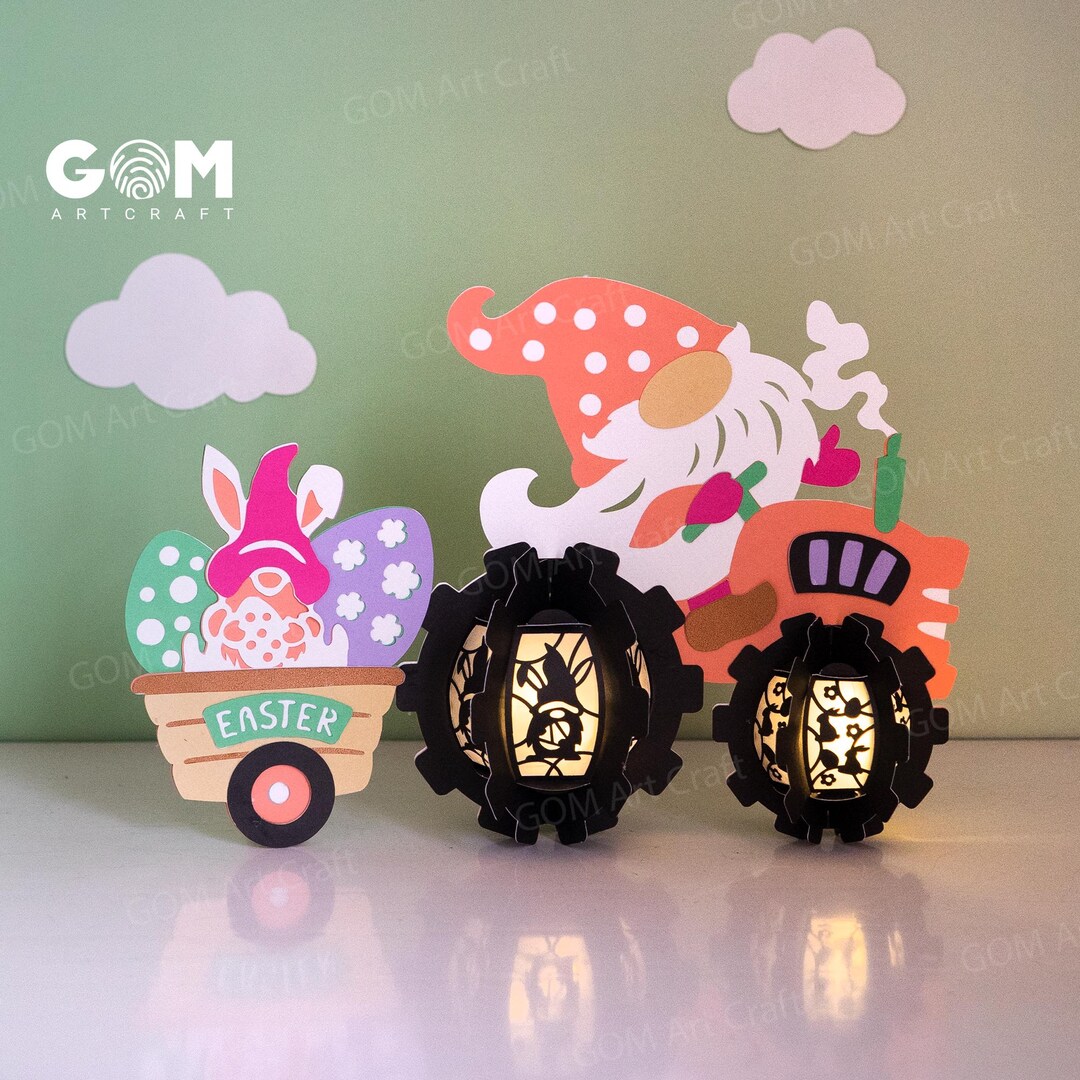 Gnomes Drive Eggs Lantern SVG, Bunny Truck Lantern, Easter Egg Lantern ...
