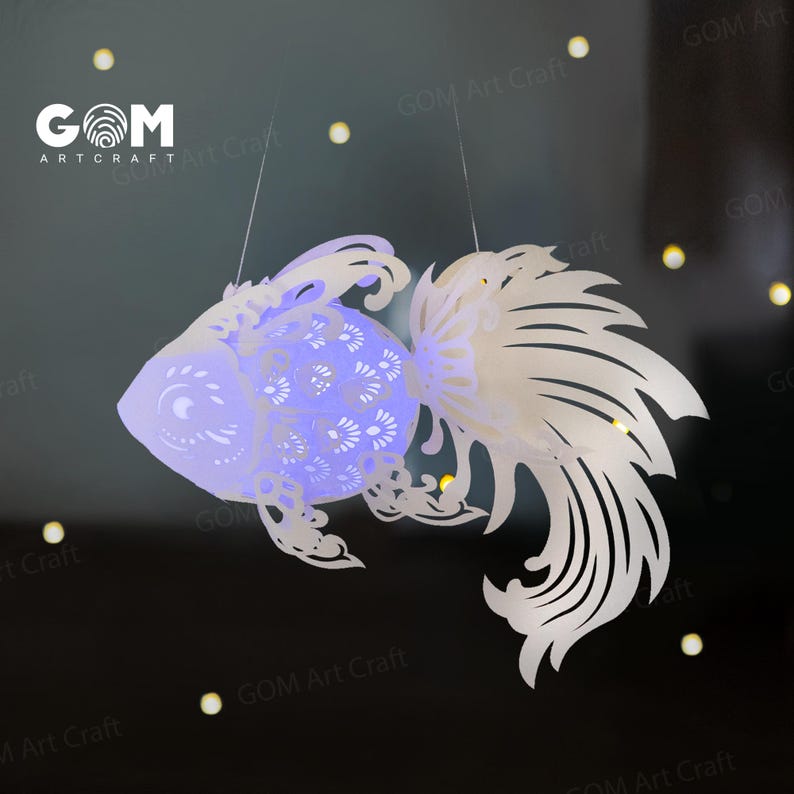 Combo 3 Items Fish Lantern SVG, Fish Lantern Paper Cut, DIY Fish Paper ...