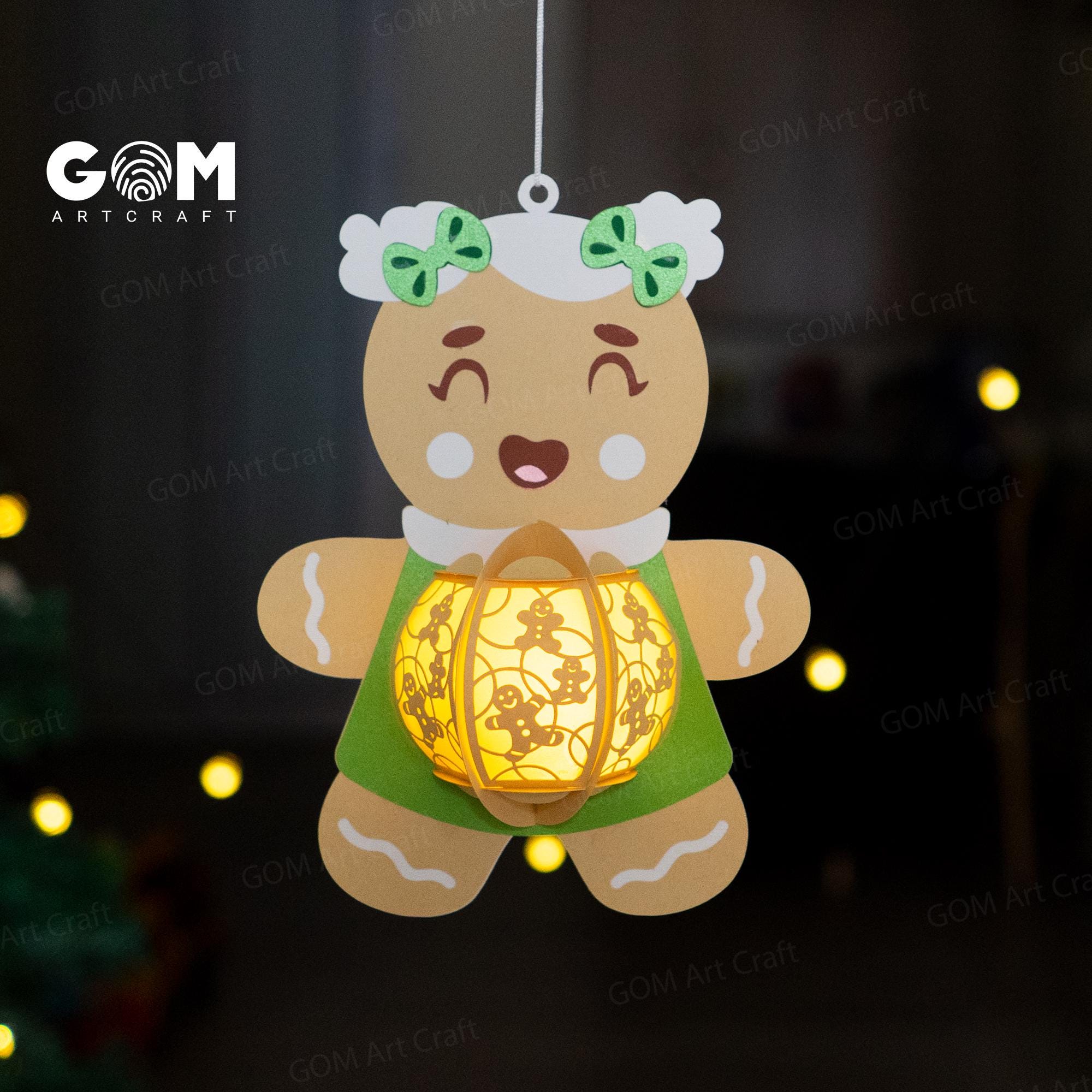 Set 5 Gingerbread Lantern SVG - Hanging Gingerbread Christmas Lantern ...