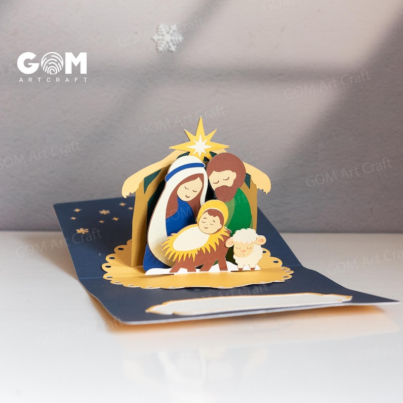 Set 3 Nativity Scene Pop-up Card Template, Christmas Pop-up Card SVG ...