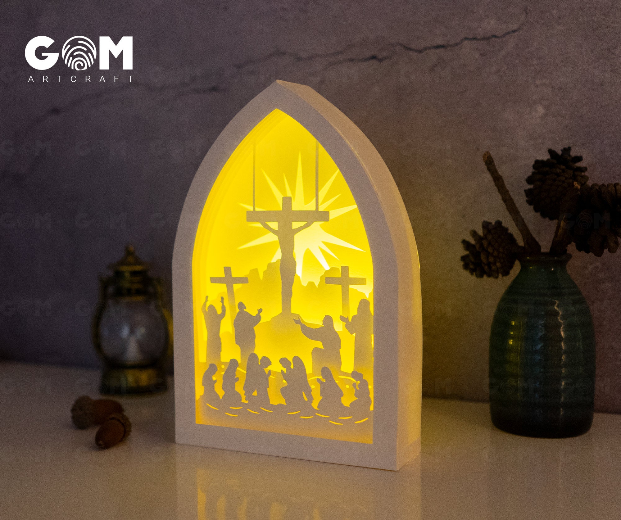 Combo 3 Jesus Domed Shadow Box SVG - Paper Cut Template - Light Box SVG ...