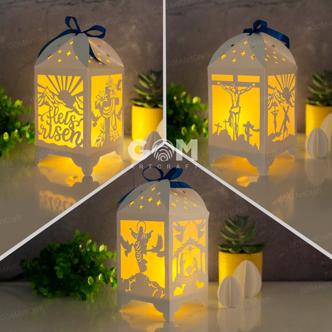 Combo 3 Resurrection Lantern SVG - Jesus Lantern - He is Risen Lantern ...