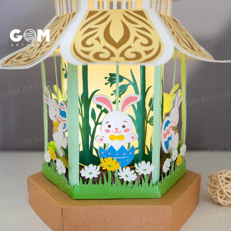 Bunny Lantern SVG Template Set – DIY Easter Paper Cut (svg, Png, Pdf ...