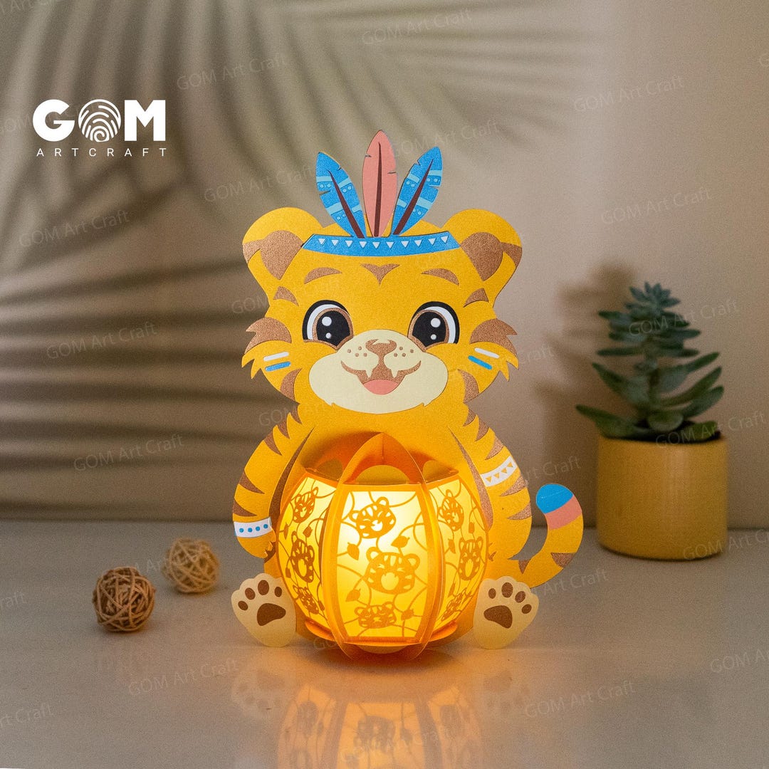 Tiger Lantern Template SVG Animal Lantern Lanterns for Children ...