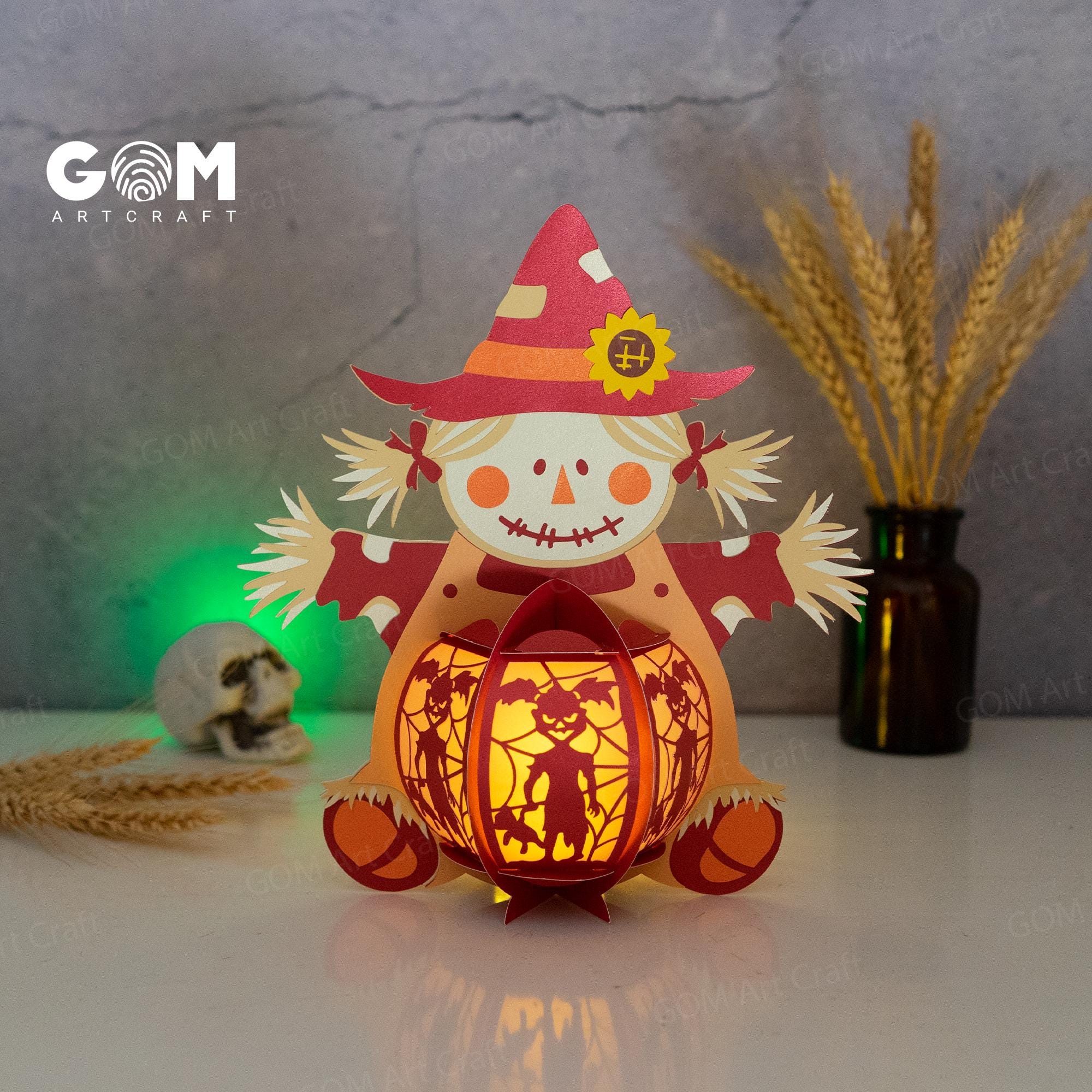 Set 3 Straw Man Lantern Template - Paper Lantern for Halloween ...