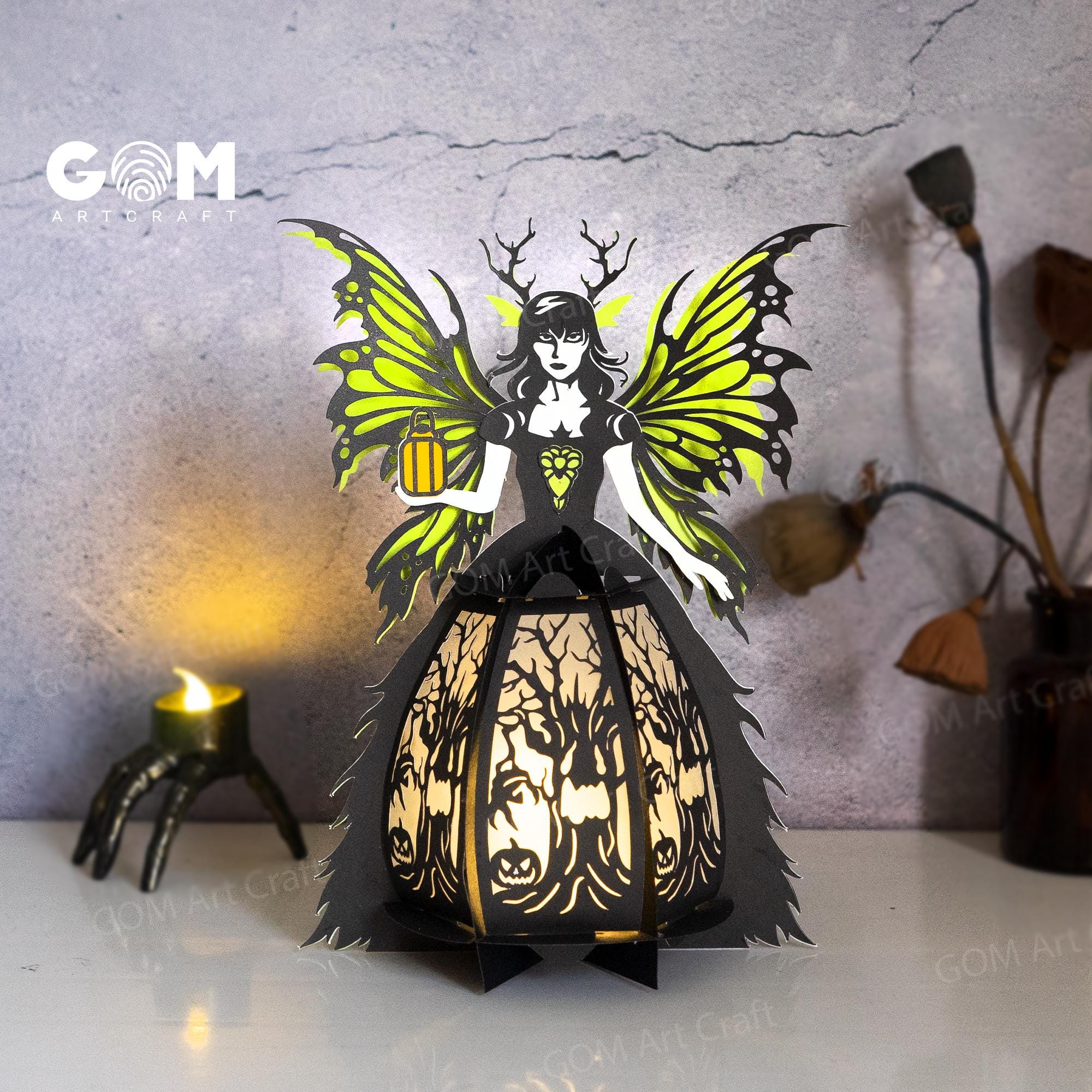 Pack 3 Witch Lantern Template SVG, DIY Halloween Lantern Paper Cut ...