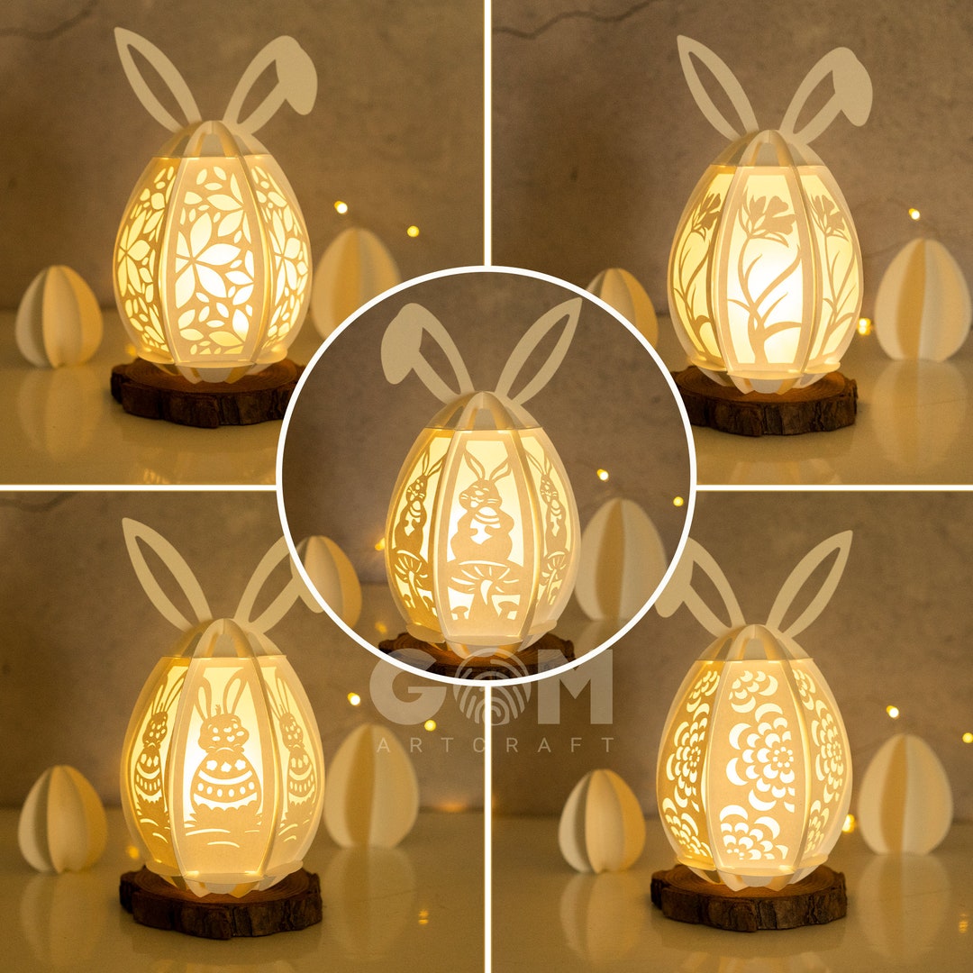 Pack 5 Easter Eggs Lantern SVG DIY Paper Easter Lanterns Easter Egg ...
