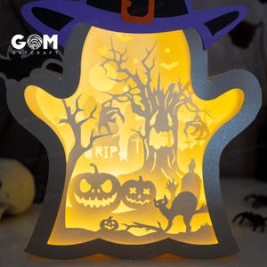 Set 3 Ghost Shadow Box - Halloween Paper Cutting Template - Lantern ...