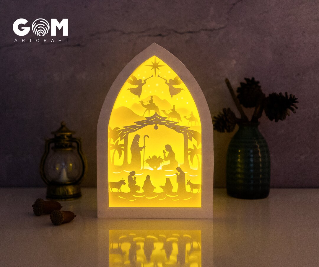 Nativity of Jesus Domed Shadow Box SVG - Paper Cut Template - Light Box ...