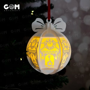 Pack 5 Hanging Christmas Ball Template - Christmas Ball SVG - DIY ...