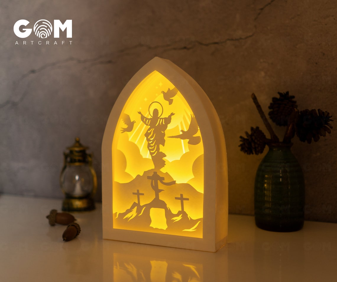 Jesus Risen Domed Shadow Box SVG – Paper Cut Light Box (digital ...