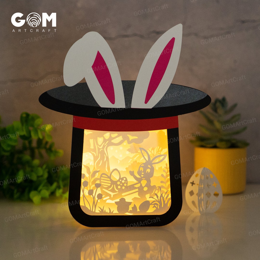 Rabbit Ears Shadow Box SVG - Rabbit Hat Shadow Box - Easter Eggs Paper ...