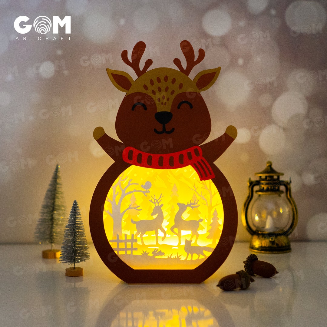 Reindeer Shadow Box SVG - Small Reindeer Shadow Box - Christmas Shadow ...