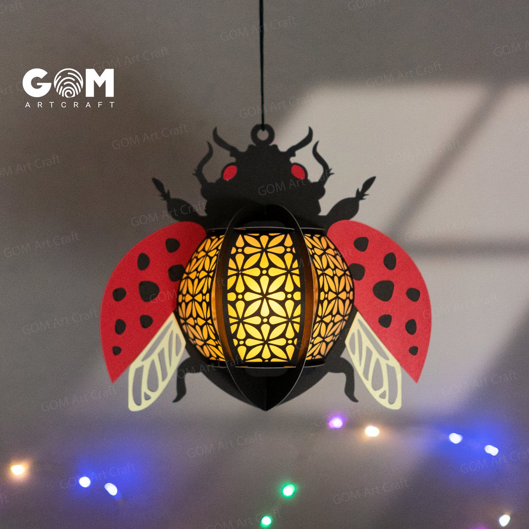 Beetles Lantern SVG - Insect Lantern Paper Cut - DIY Insect Paper ...