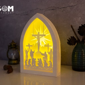 Jesus on Cross Domed Shadow Box SVG - Paper Cut Template - Light Box ...