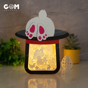 Pack 3 Rabbit Hat Shadow Box SVG for Cricut Projects - Easter Eggs ...