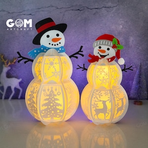 Snowman Family Lantern Template, DIY Lantern Christmas Ornaments, Paper ...