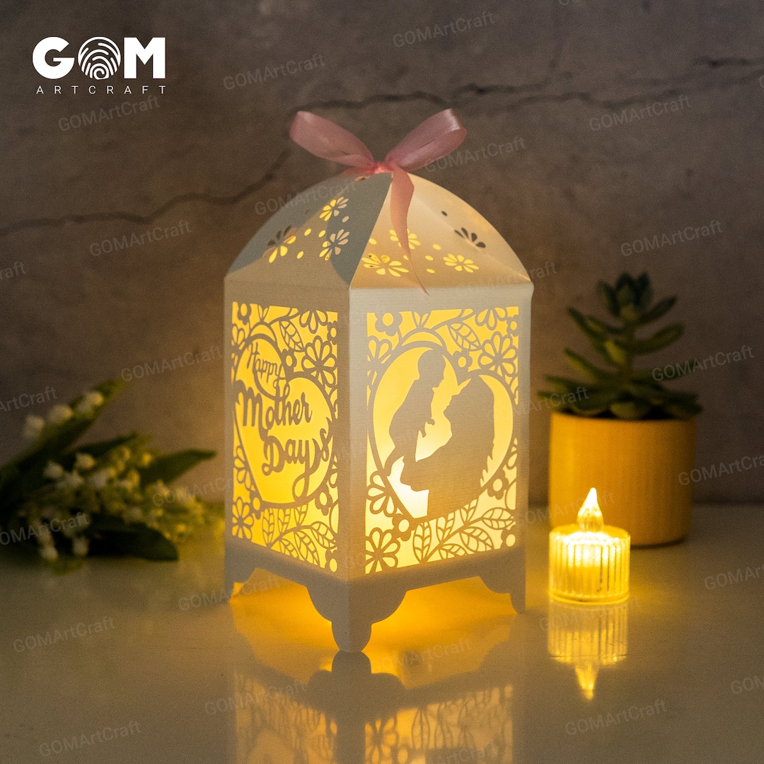 Mom Lantern Template Happy Mother's Day SVG Lantern Flower SVG File DIY ...