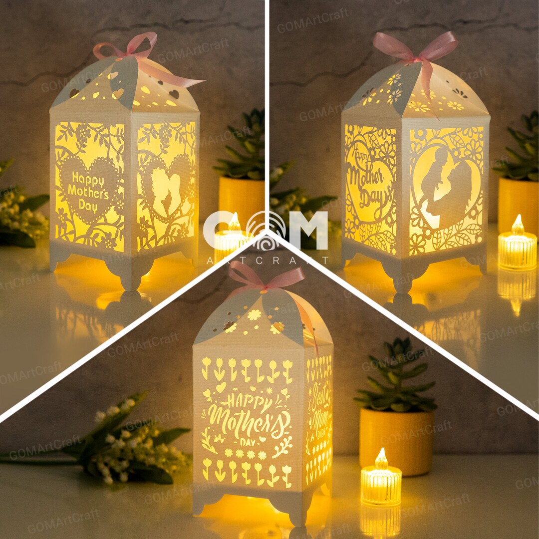 Pack 3 Mother's Day Lantern SVG - Mom Lantern Template - Happy Mother's ...