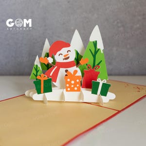 Christmas Snowman Pop-up Card Template - Christmas Pop-up Card SVG ...