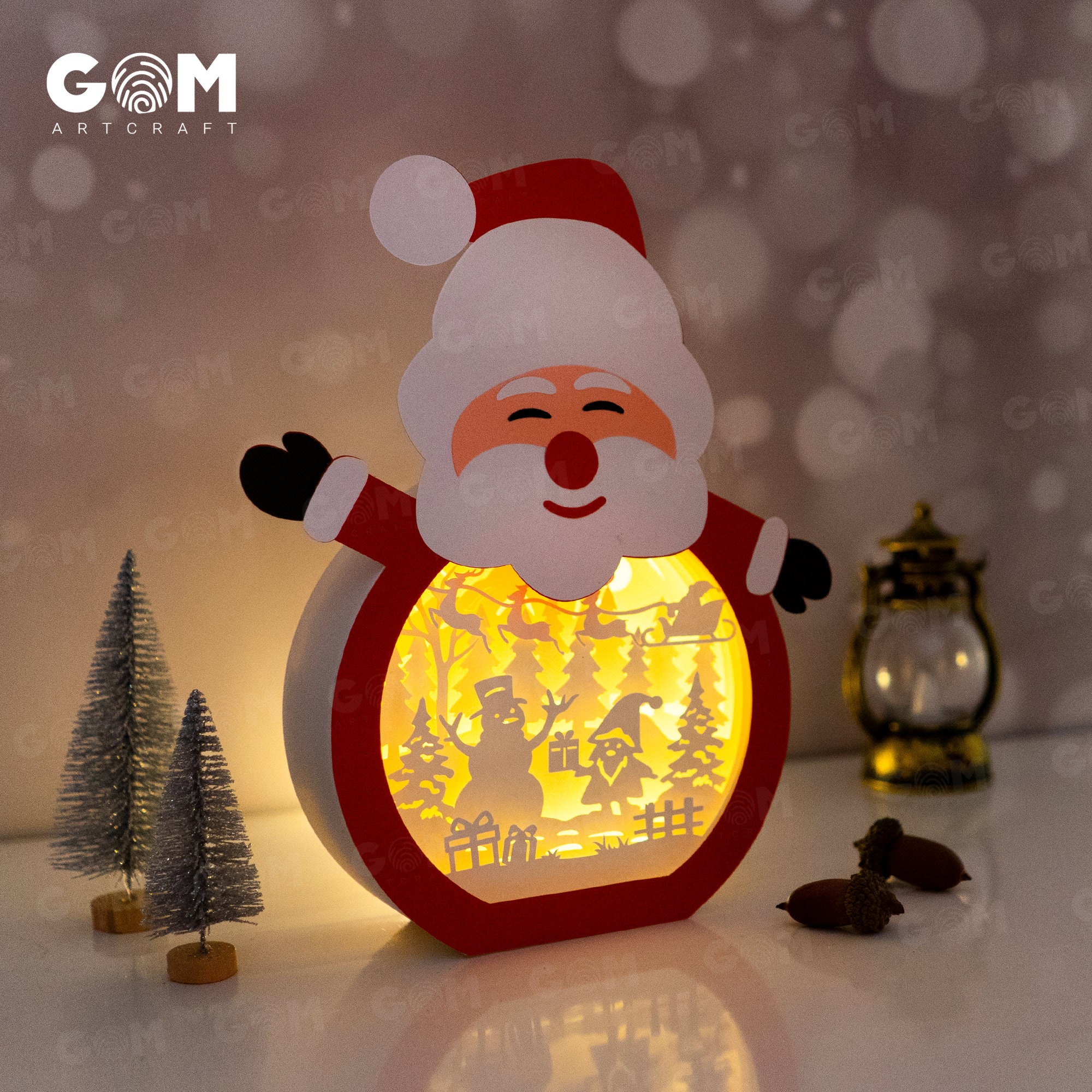 Santa Claus Shadow Box SVG - Gnomes Shadow Box - Christmas Shadow Box ...