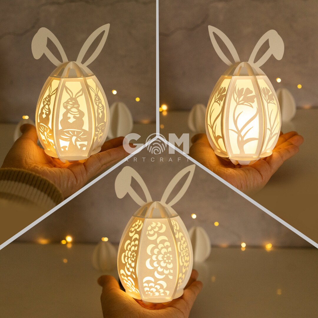 Pack 3 Easter Eggs Lantern SVG - DIY Paper Easter Lanterns - Easter Egg ...