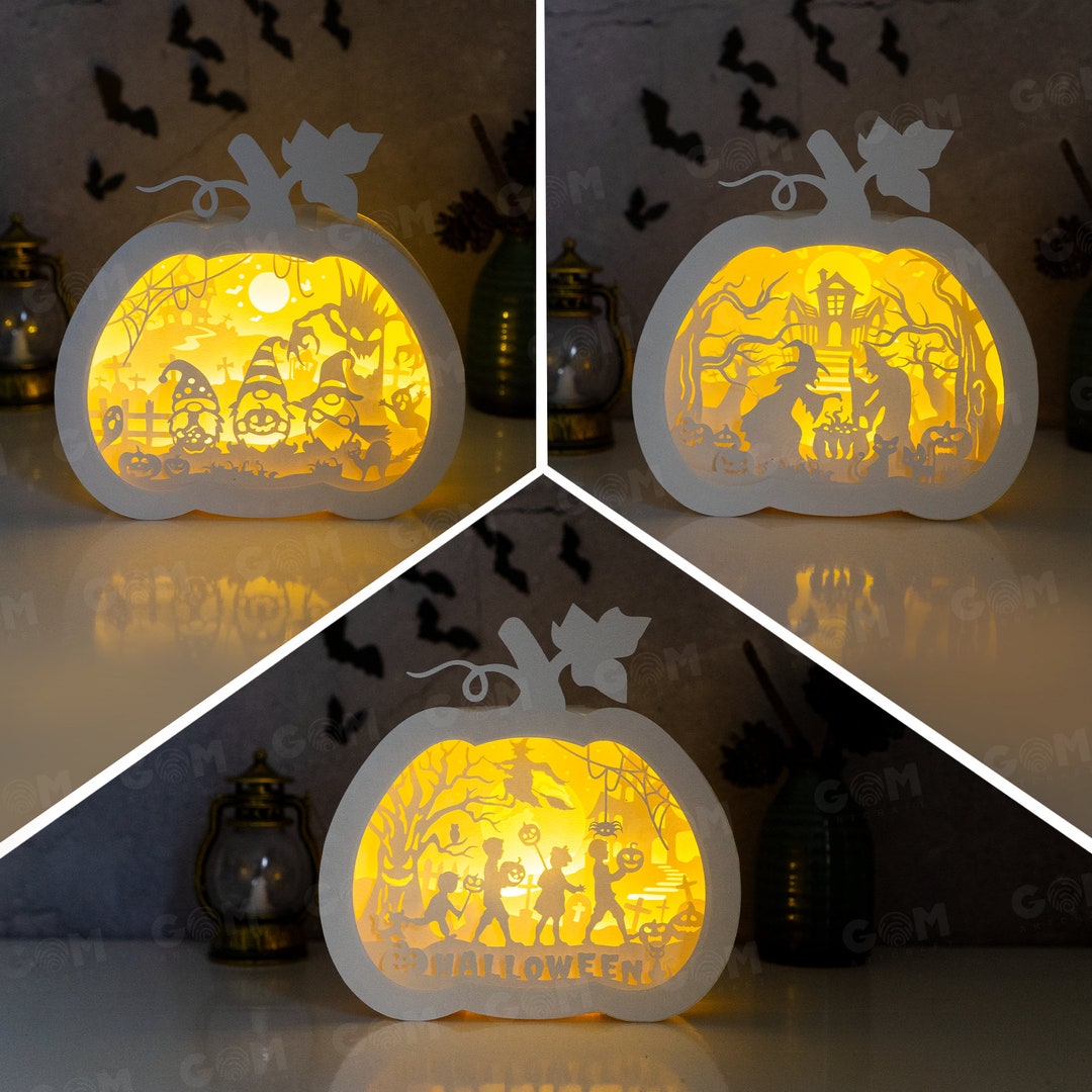 Halloween Pumpkin Shadow Box Template – Paper Cutting SVG, PDF, PNG ...