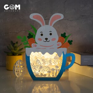 Bunny Cup Shadow Box 3 SVG - DIY Paper Easter Lanterns - Easter Egg ...