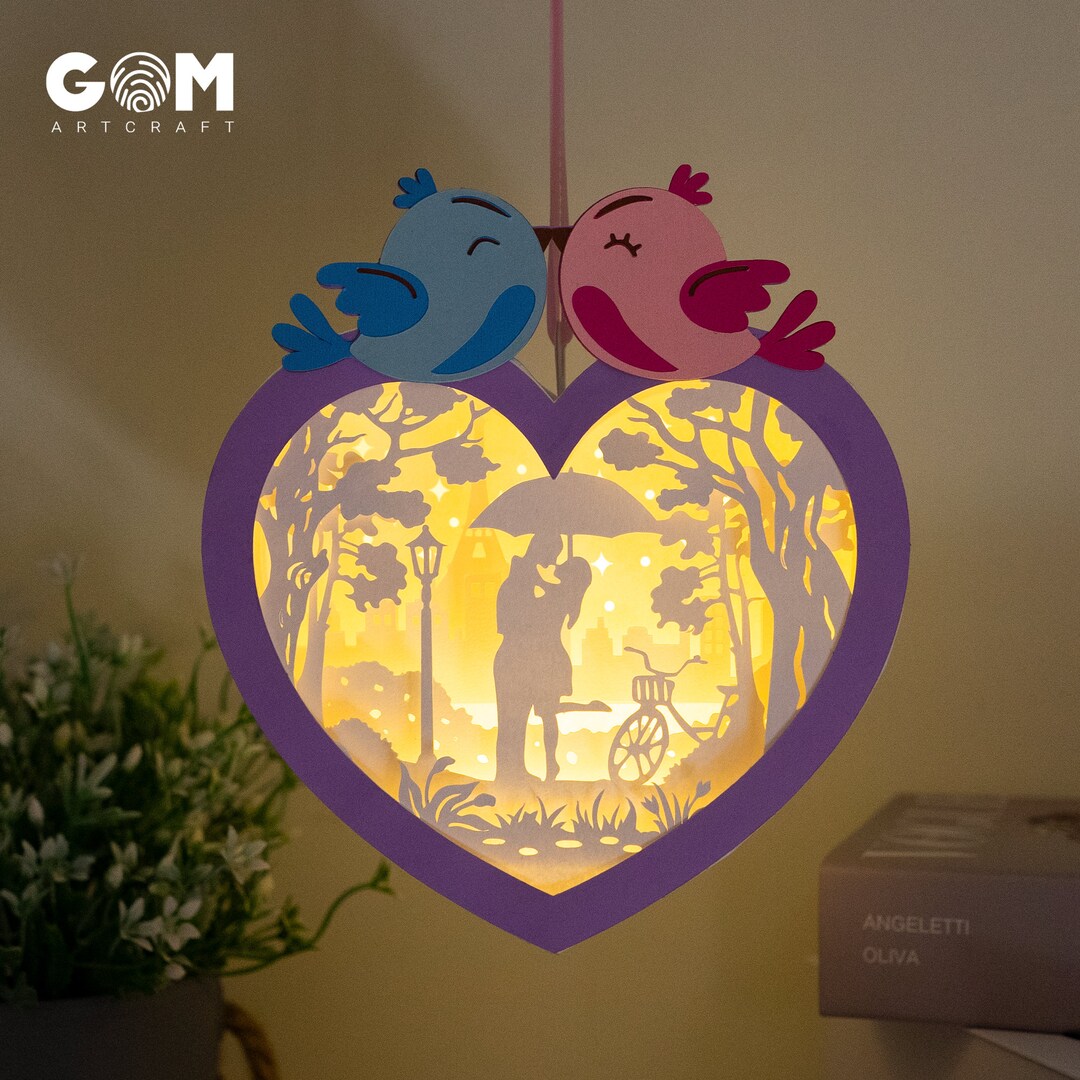 Lantern Heart Couple Birds SVG - Hanging Heart Lantern - DIY Valentine ...