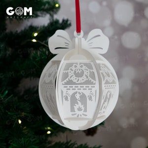 Pack 5 Hanging Christmas Ball Template - Christmas Ball SVG - DIY ...