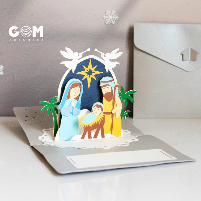 Set 3 Nativity Scene Pop-up Card Template, Christmas Pop-up Card SVG ...