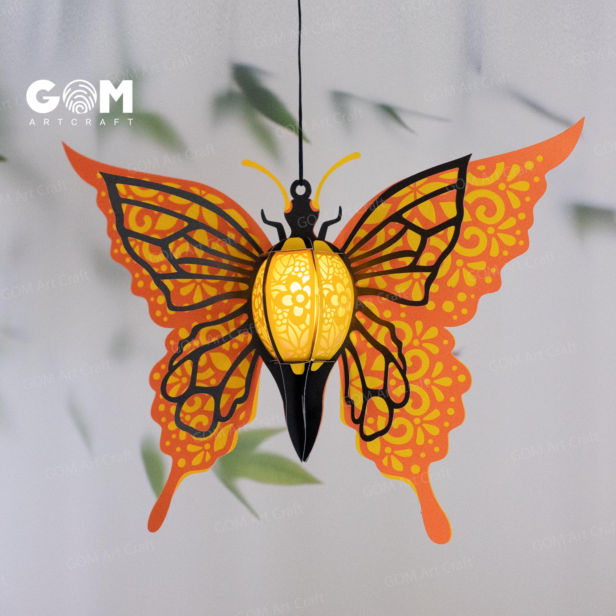 Butterfly Lantern Lantern SVG - Insect Lantern SVG Template - Butterfly ...