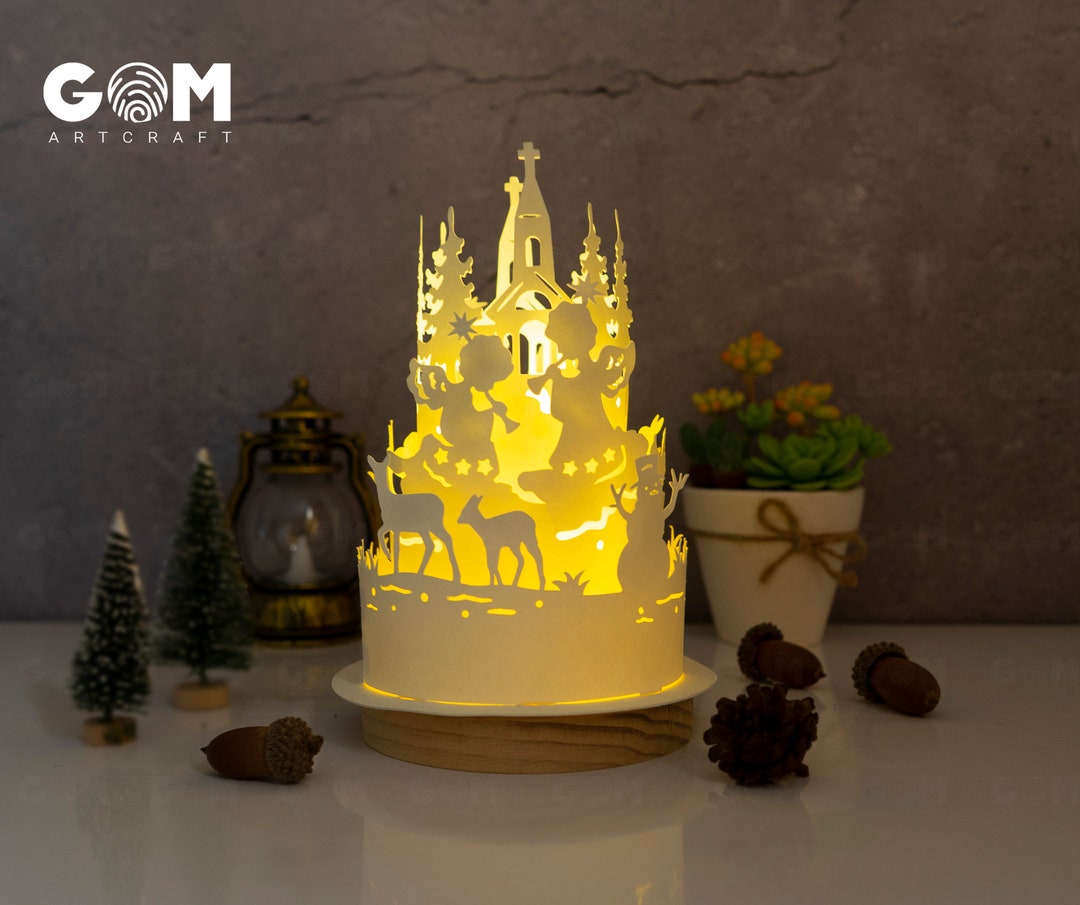 Christmas Paper Lantern Template – Angels, Churches, DIY SVG (digital ...