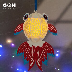 Set 2 Fish Lantern SVG - Goldfish Lantern Paper Cut - DIY Fish Paper ...