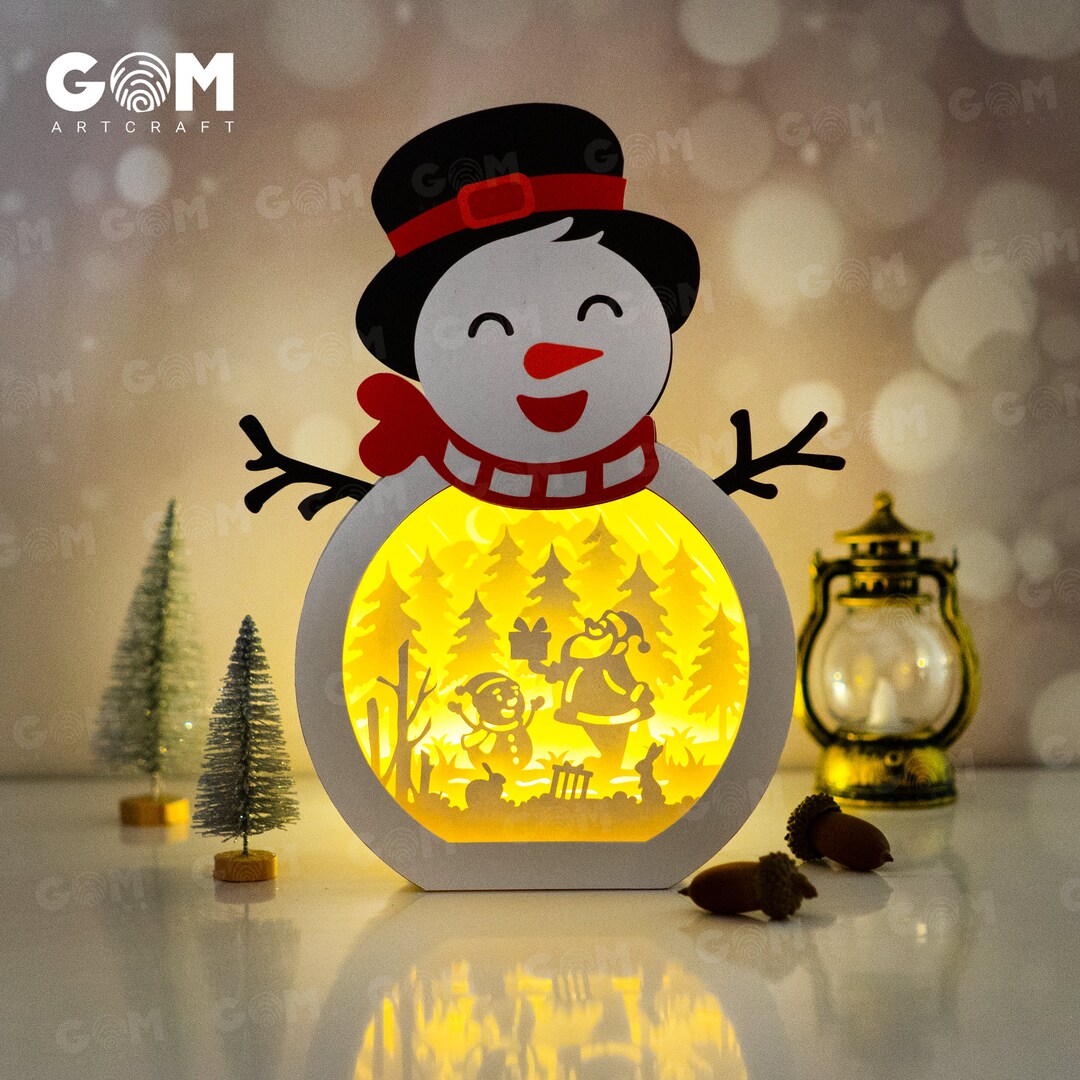 Snowman Shadow Box SVG - Snowman and Santa Claus - Christmas Shadow Box ...