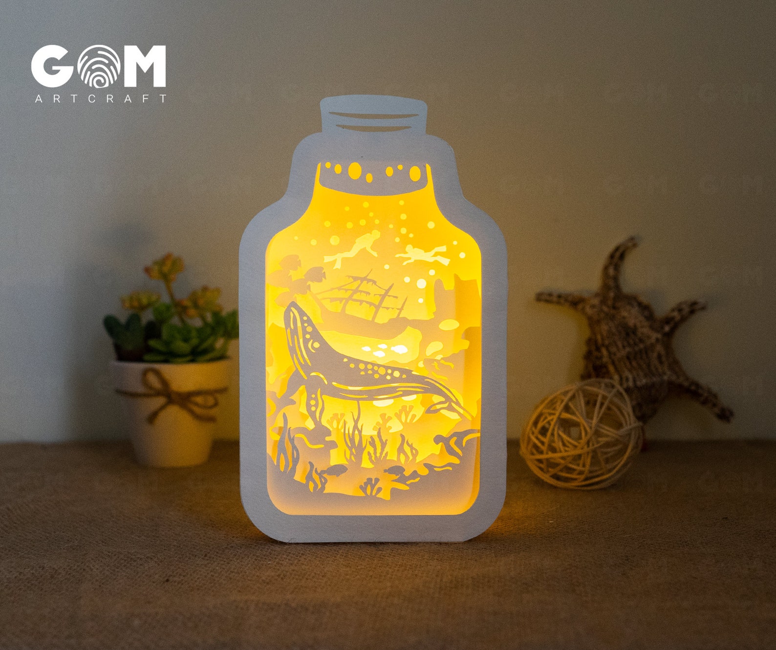 Ocean Whales Shadow Box - Papercut Whale Light Box - Paper Cut Template ...