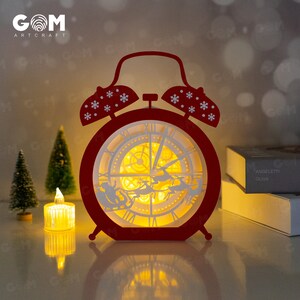Pack 3 Christmas Clock Shadow Box SVG - Christmas Shadow Box Template ...