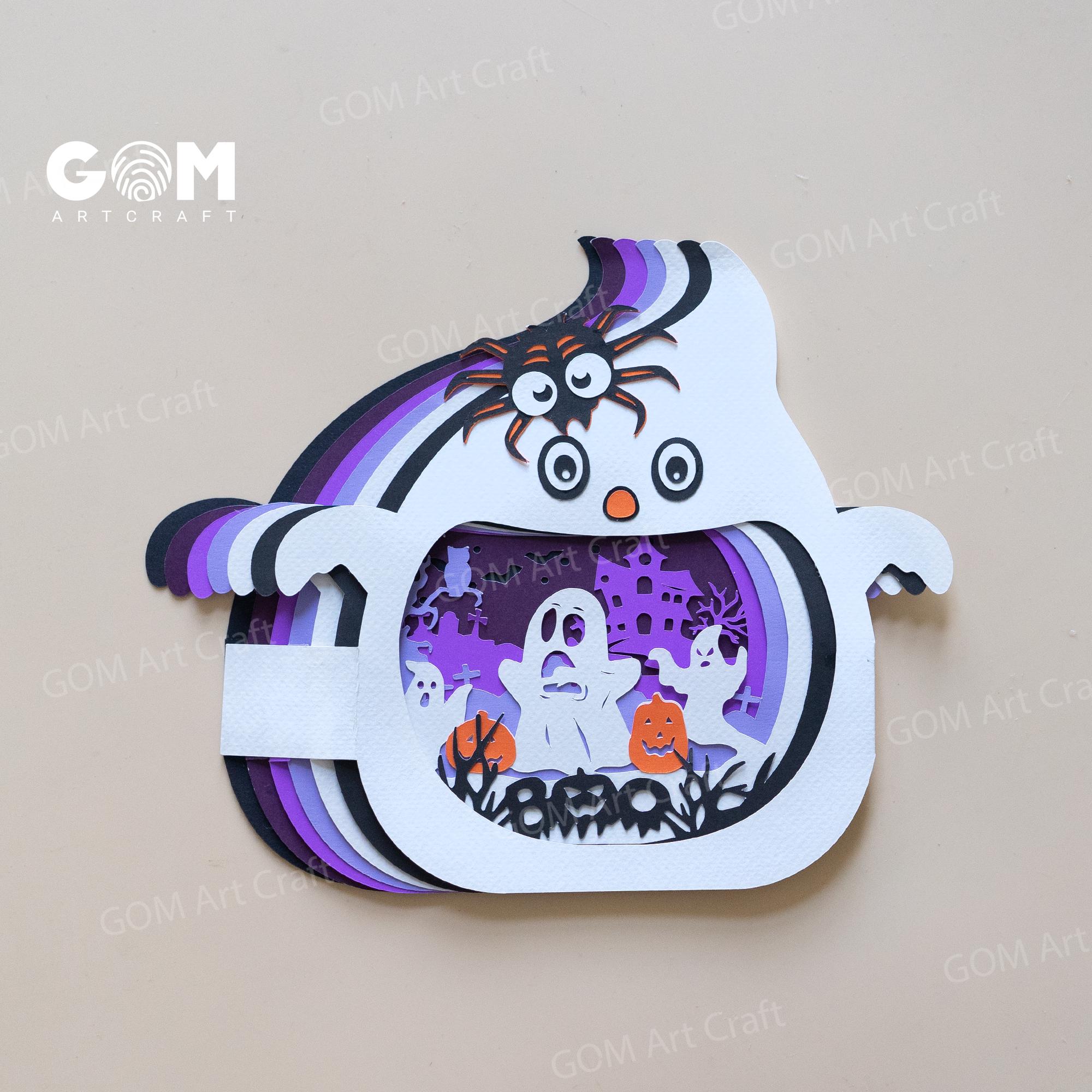 3D Ghost Halloween Lantern Papercut Card (digital Download) - Etsy