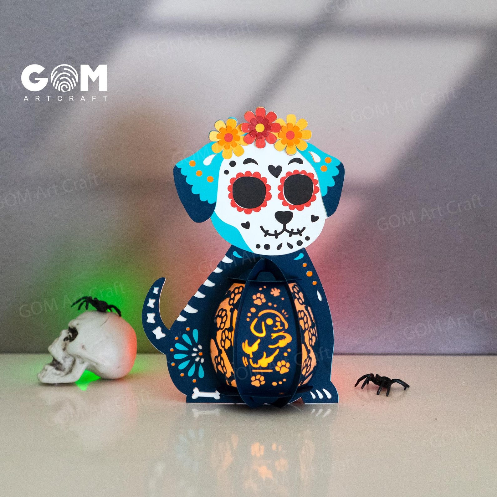 Set 3 Animals Catrina Lantern Template SVG, Day of the Dead Lantern ...