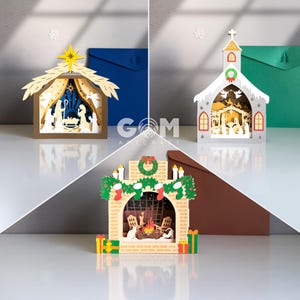 Set 6 Christmas Pop-up Card 3D, Santa Claus-snowman-reindeer Pop-up ...
