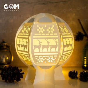 Snowball Lantern SVG Deer Motif Lantern Template Merry Christmas DIY ...
