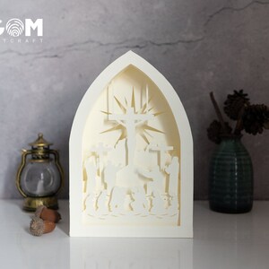 Jesus on Cross Domed Shadow Box SVG - Paper Cut Template - Light Box ...