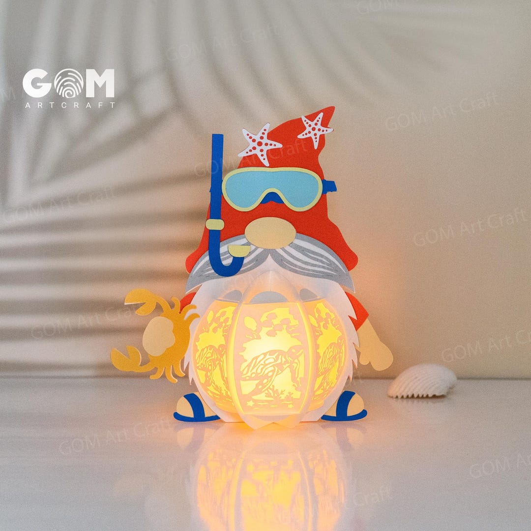 Scuba Diving Gnome Lantern SVG, Gnome Summer Lantern, Paper Lanterns ...