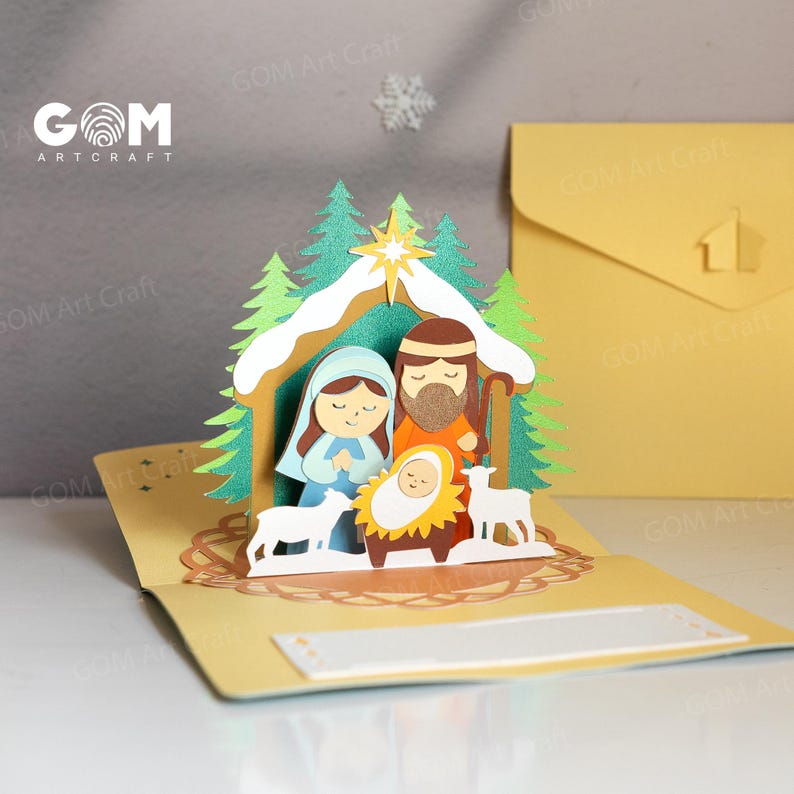 Set 3 Nativity Scene Pop-up Card Template, Christmas Pop-up Card SVG ...