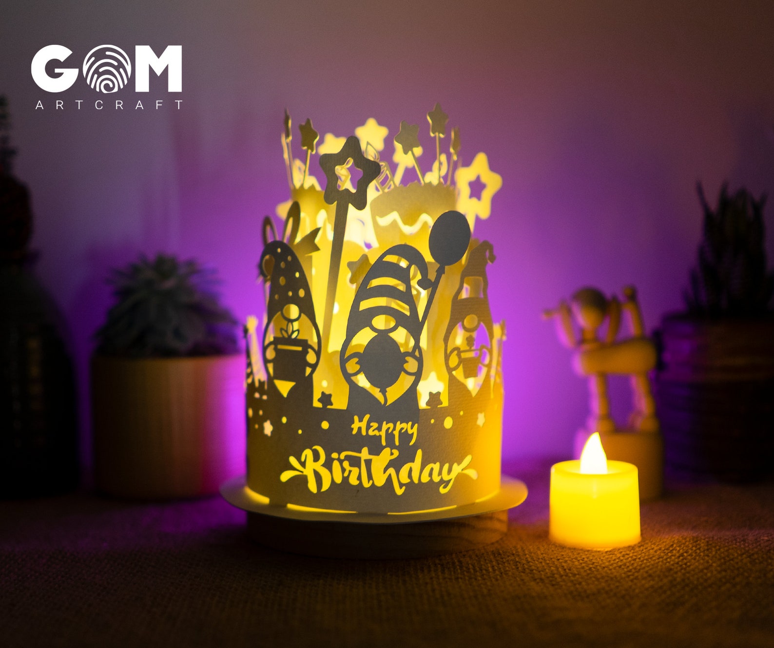 Happy Birthday Paper Lantern SVG – DIY Papercraft Template (digital ...