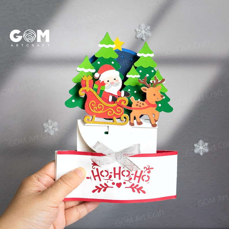 Set 3 Christmas Pop-up Card 3D, Santa Claus Pop-up Card SVG, Snowman ...