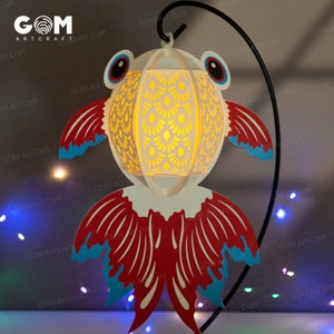 Set 2 Fish Lantern SVG - Goldfish Lantern Paper Cut - DIY Fish Paper ...