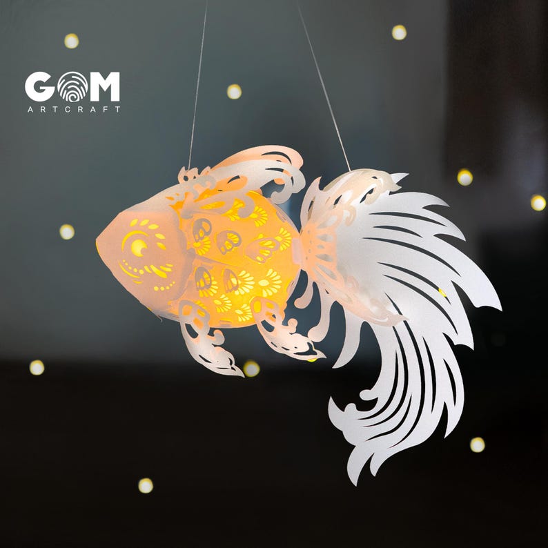 Goldfish Lantern Paper Cut Template, DIY Fish Lanterns (svg, Pdf, Png ...