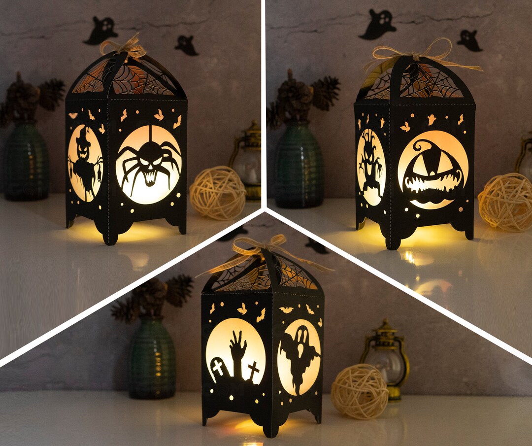 Combo 3 Insect Halloween Lantern Template Happy Halloween Paper Cut ...